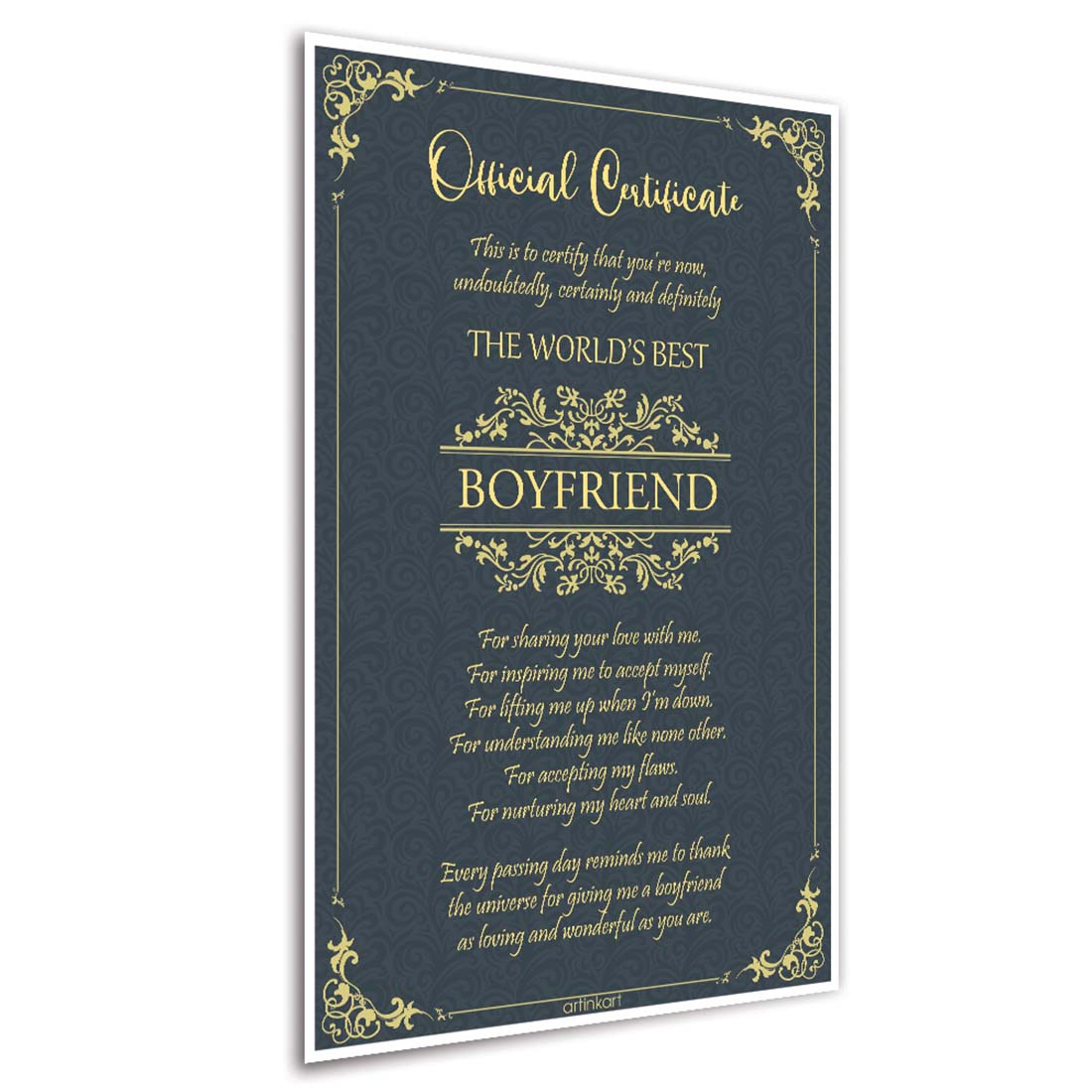 Boyfriend Certificate - ArtinKart
