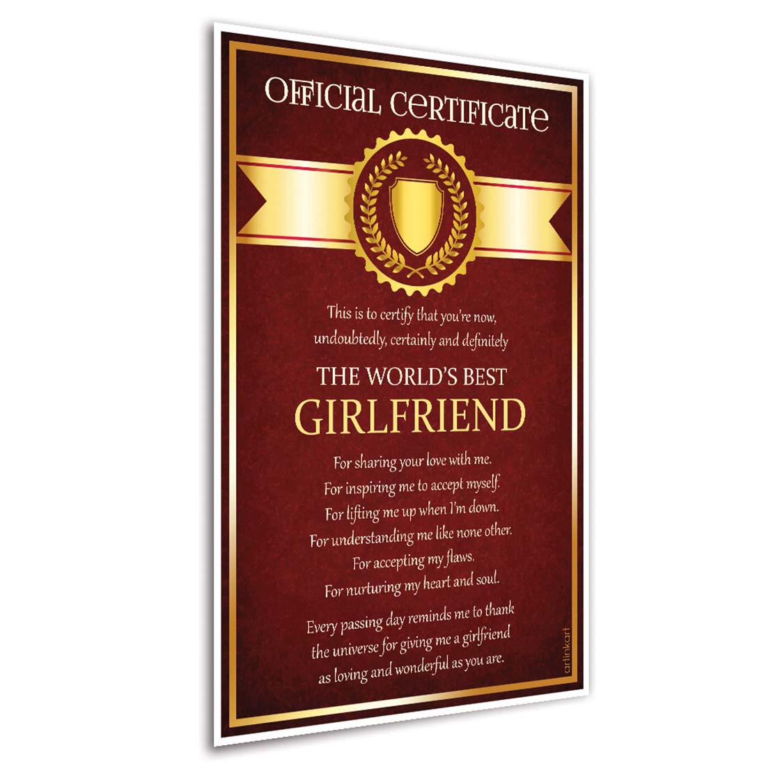 Best Girlfriend Certificate - ArtinKart