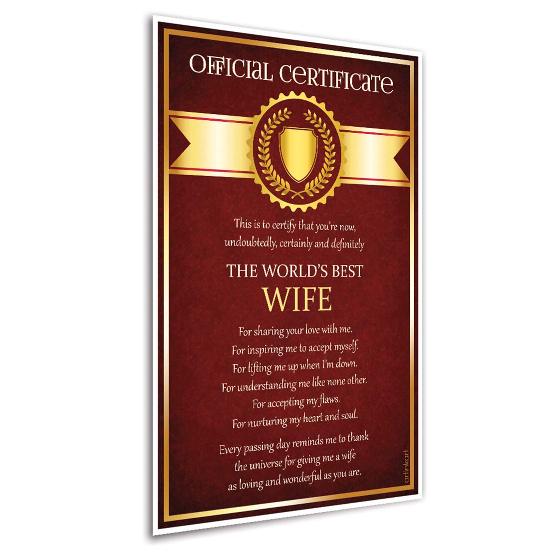 Best Wife Certificate - ArtinKart